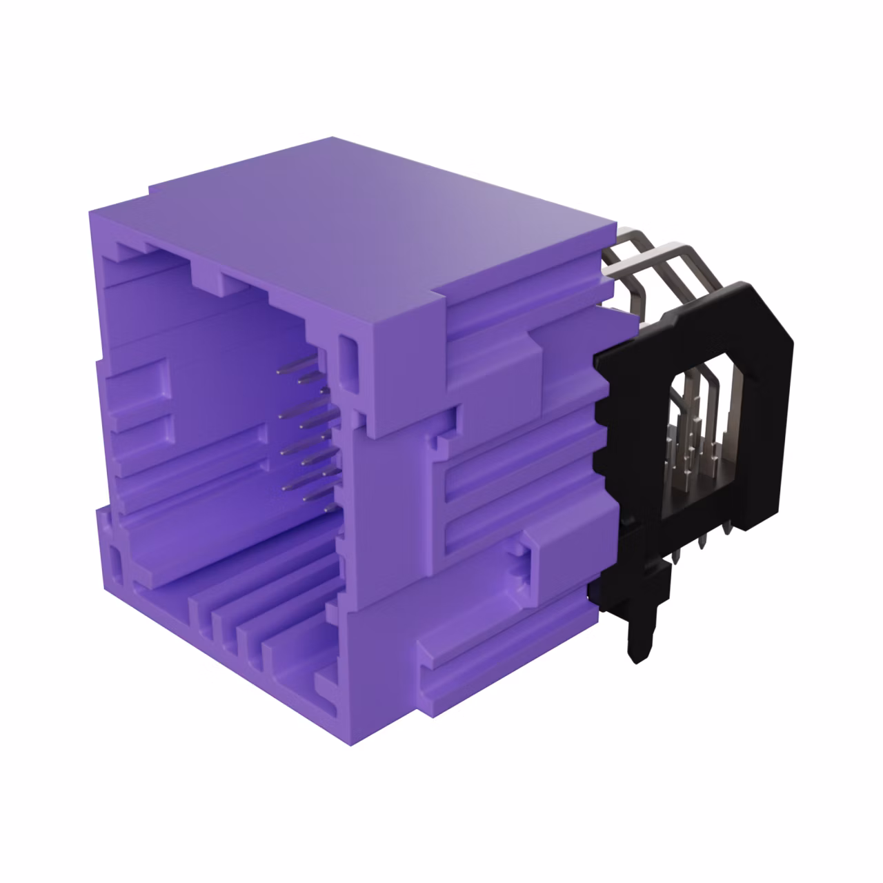 stAK50h Right-Angle Hybrid Header, 32 Circuits, Key 4, Purple, Tray for sale
