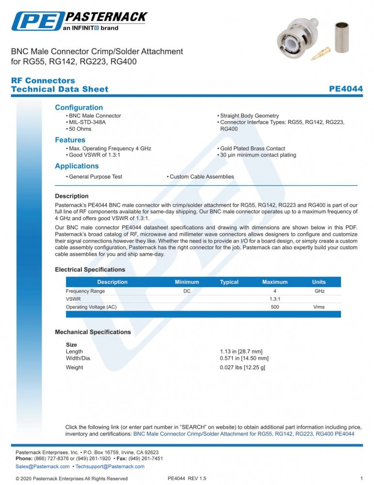 PE4044 datasheet page 1