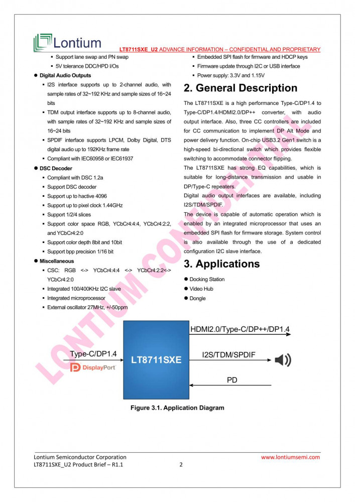 LT8711SXE technical document page 2