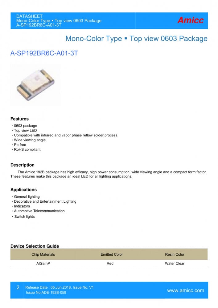 A-SP192BR6C-A01-3T datasheet page 2