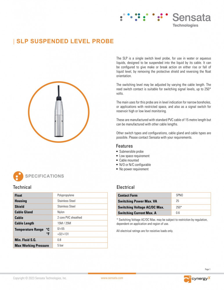 SLP suspended level probe documentation page 1