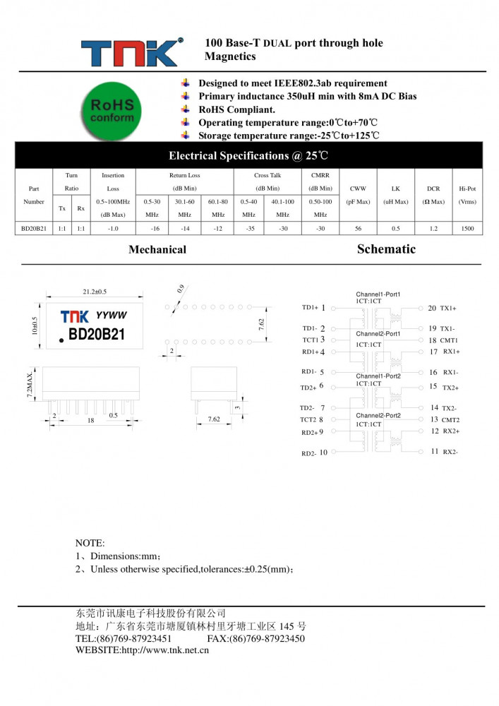 TNK BD20B21 technical document page