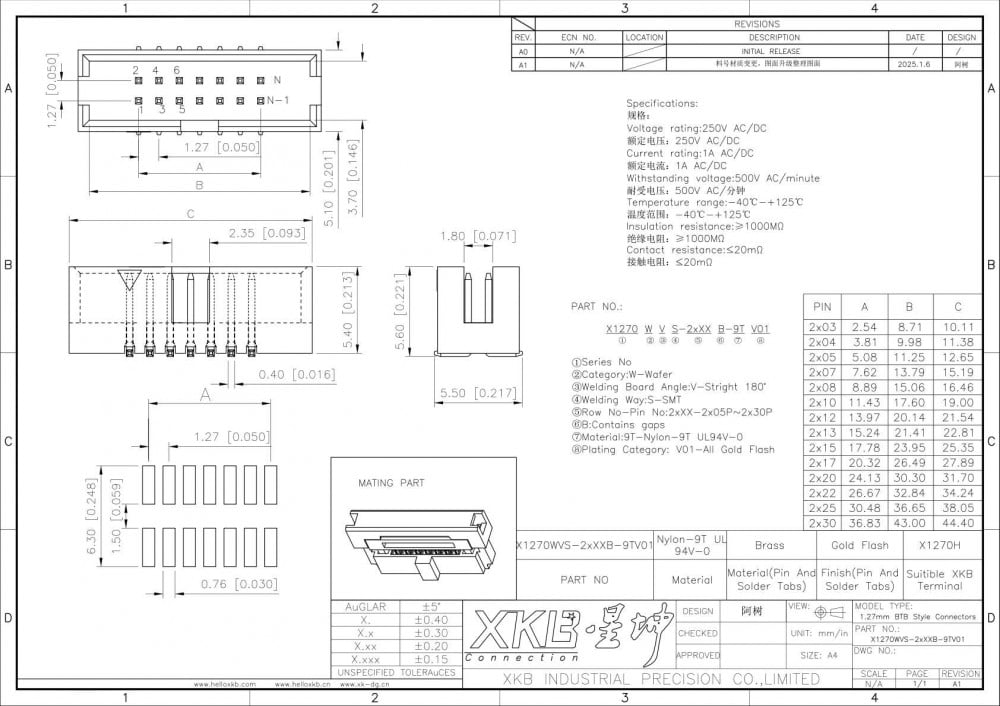 X1270WVS-2x07B-9TV01 technical document page