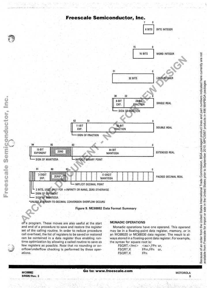 MC68882 technical document page 9