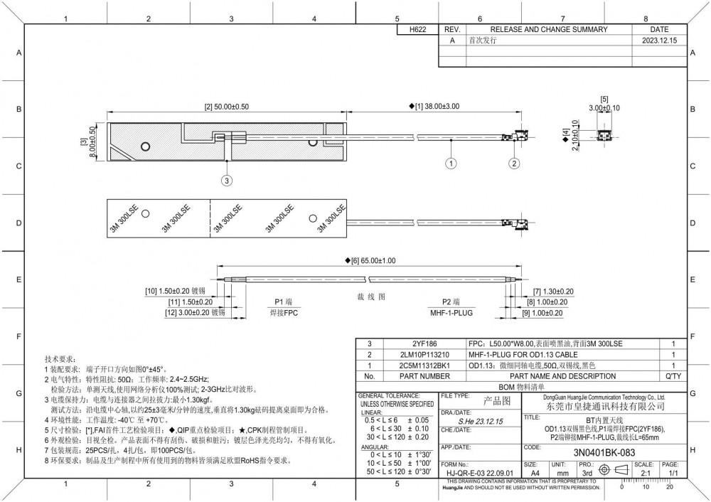 3N0401BK-083 product drawing and BOM
