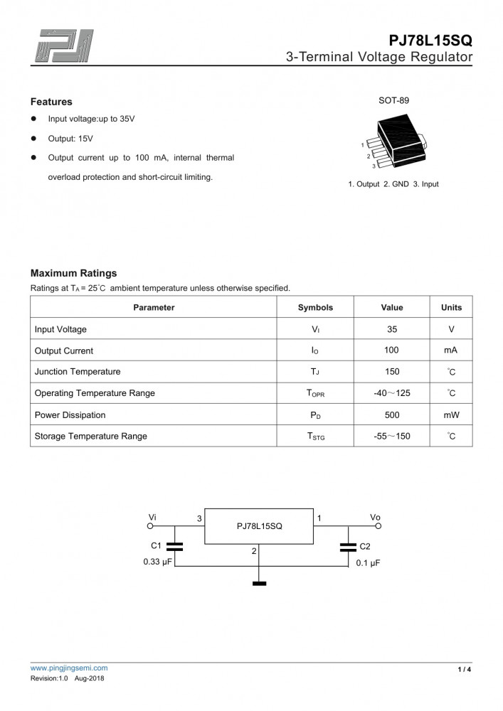 PJ78L15SQ datasheet page 1