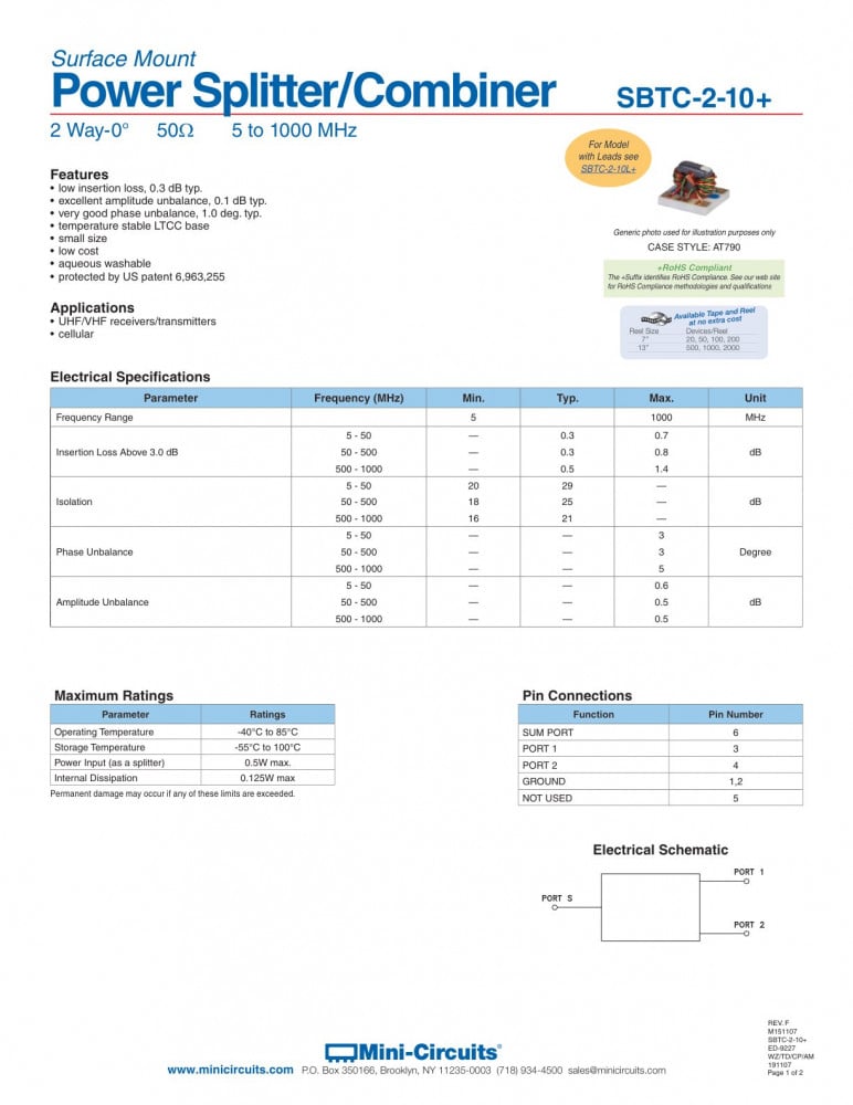 SBTC-2-10+ technical document page 1