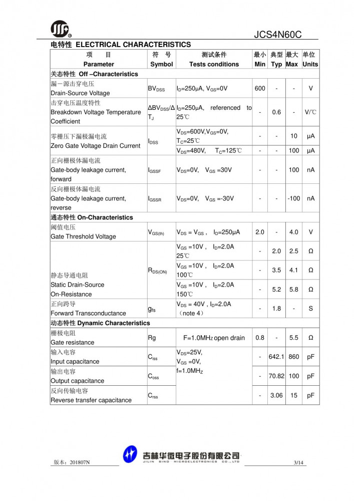 JCS4N60FC datasheet page 3