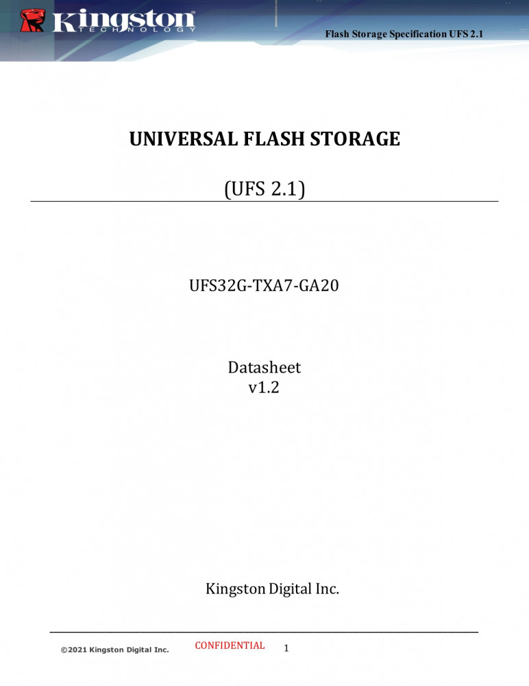 UFS32G-TXA7-GA20 datasheet page 1