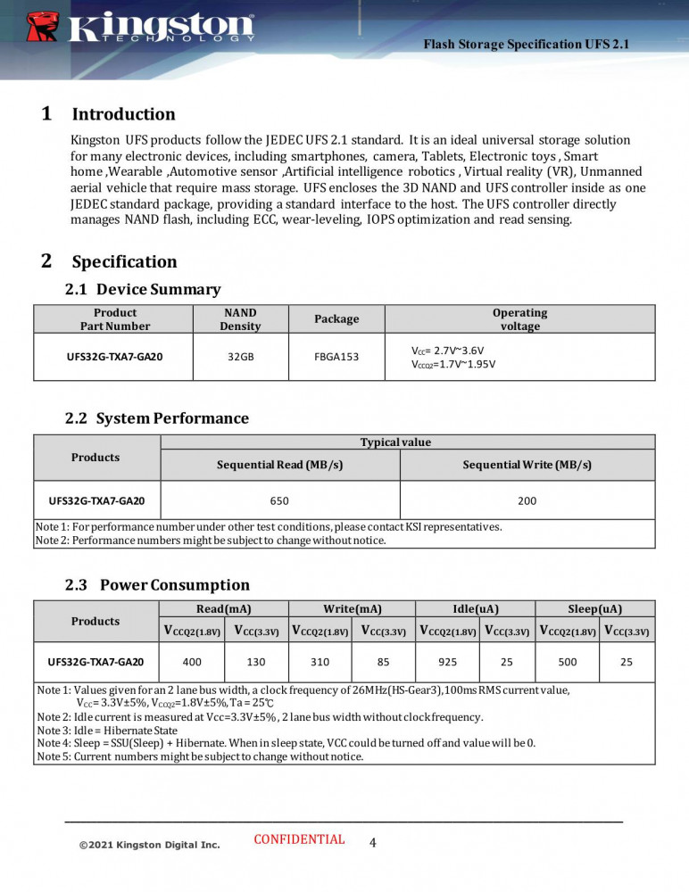 UFS32G-TXA7-GA20 datasheet page 4
