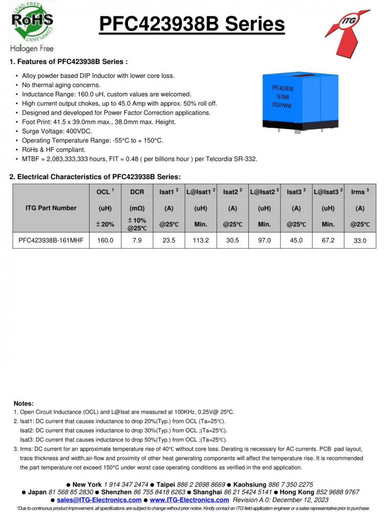 PFC423938B datasheet page 1