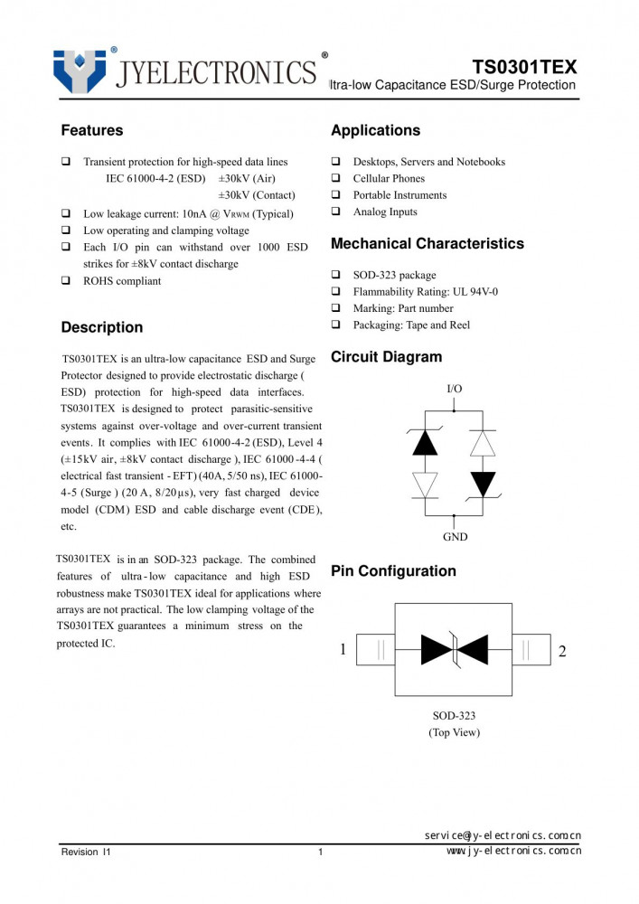 TS0301TEX datasheet page 1