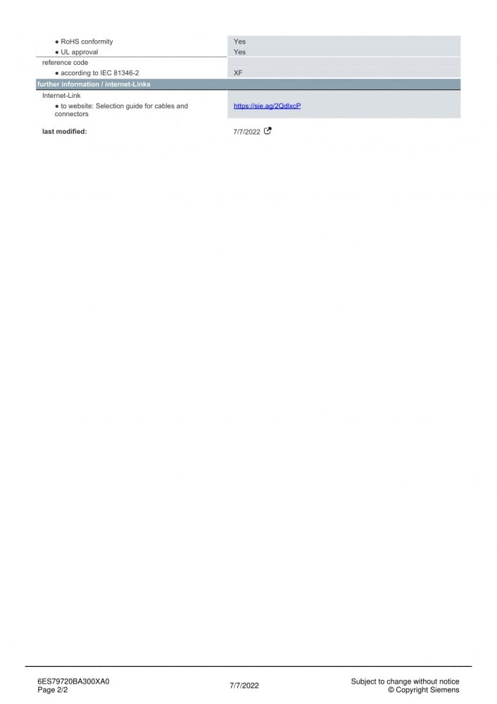 6ES79720BA300XA0 technical document page 2