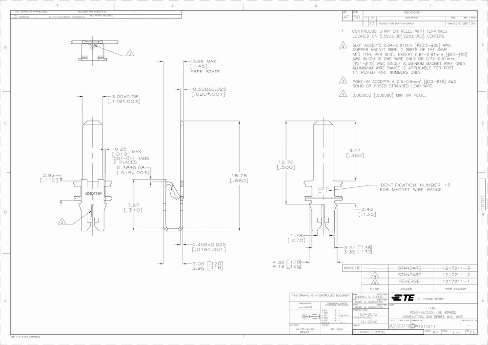 TE Connectivity 1217211 controlled drawing preview