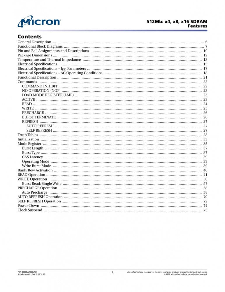 Datasheet page 3