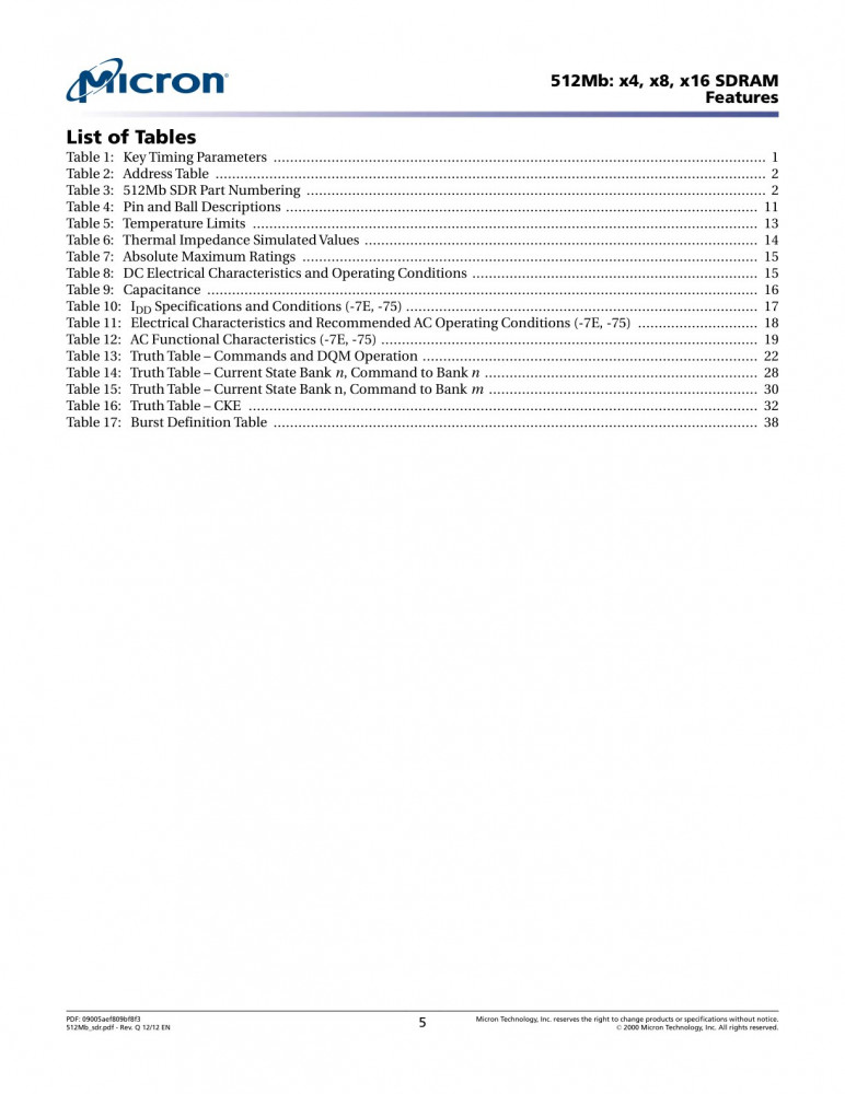 Datasheet page 5