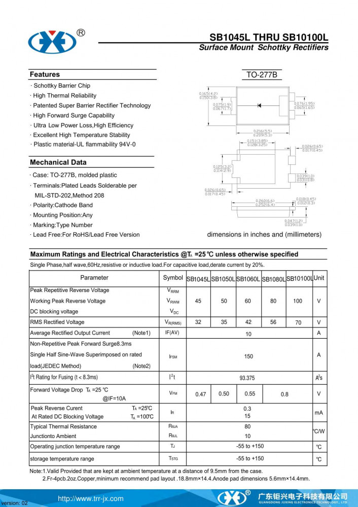 JUXING SB1060L datasheet page 1