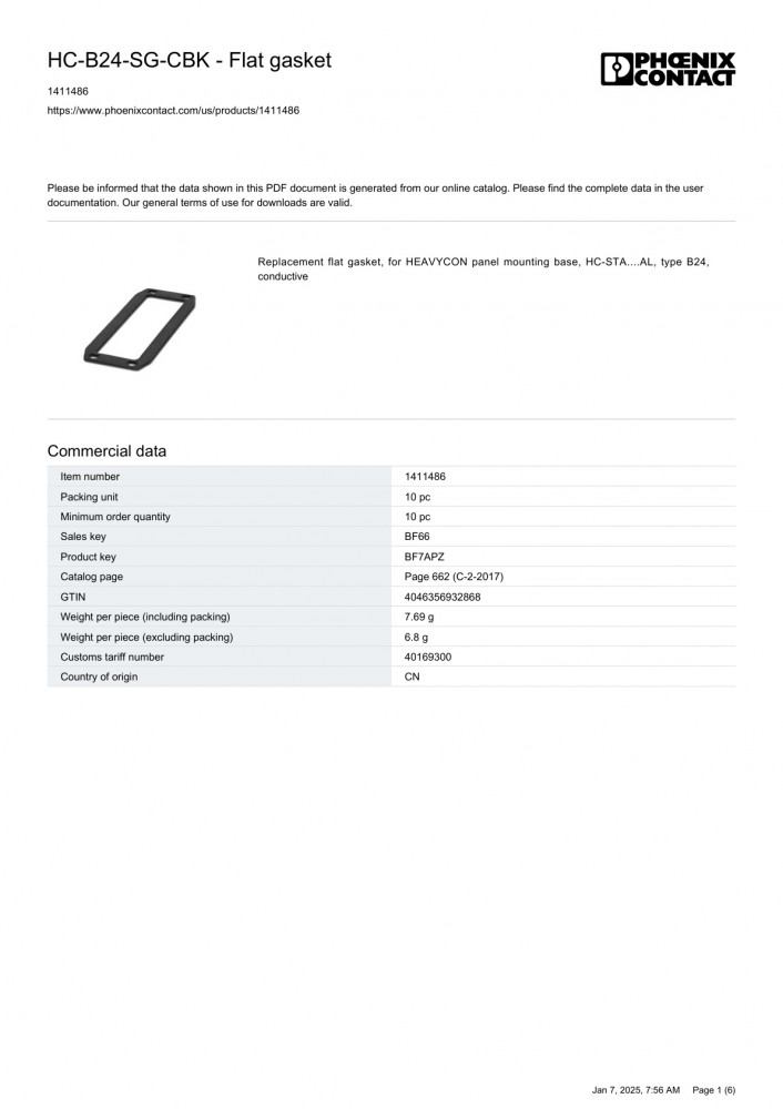 Phoenix Contact 1411486 product document page 1
