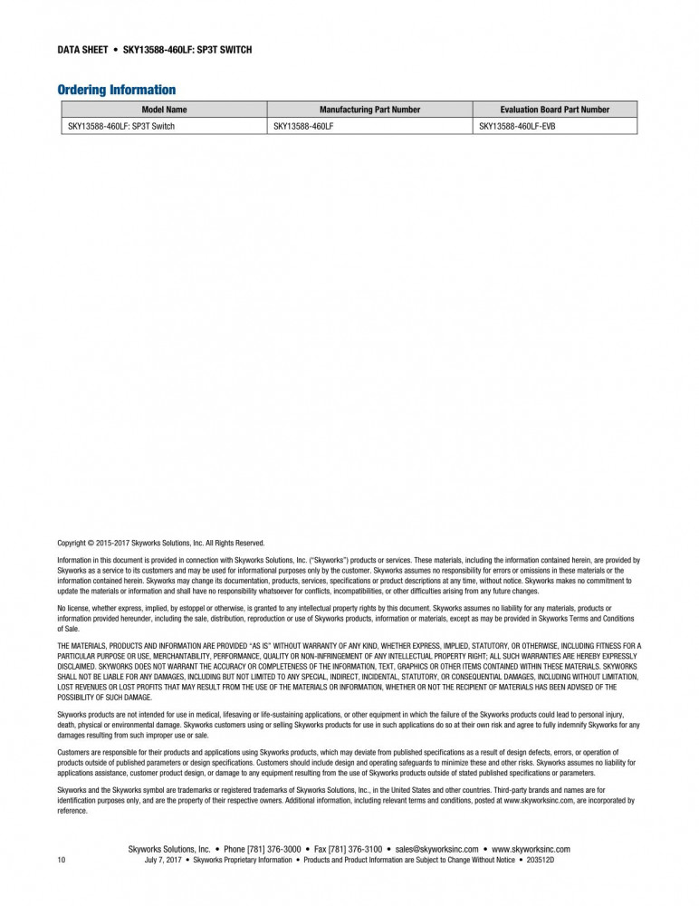 SKY13588-460LF datasheet page 10