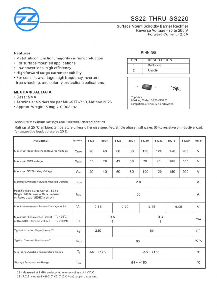 Baocheng SS210 datasheet page 1