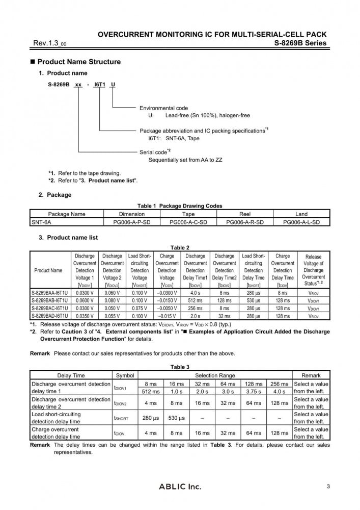 ABLIC S-8269B datasheet page 3