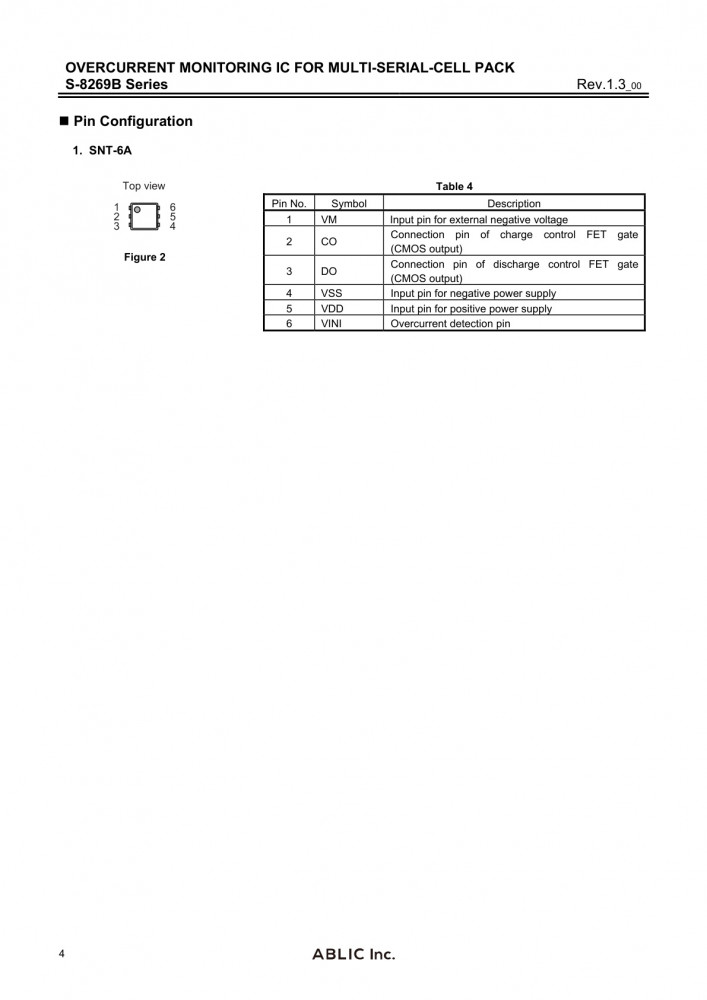 ABLIC S-8269B datasheet page 4