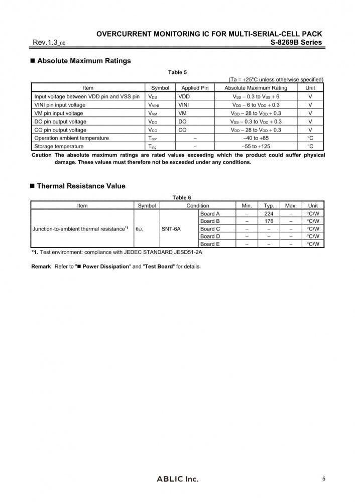 ABLIC S-8269B datasheet page 5