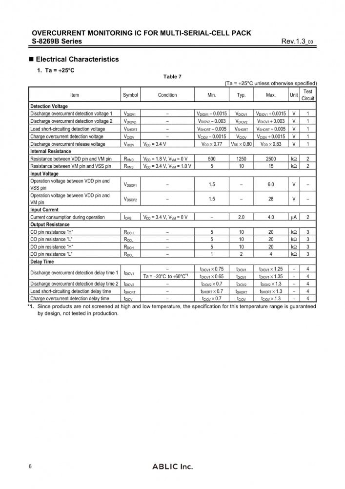 ABLIC S-8269B datasheet page 6