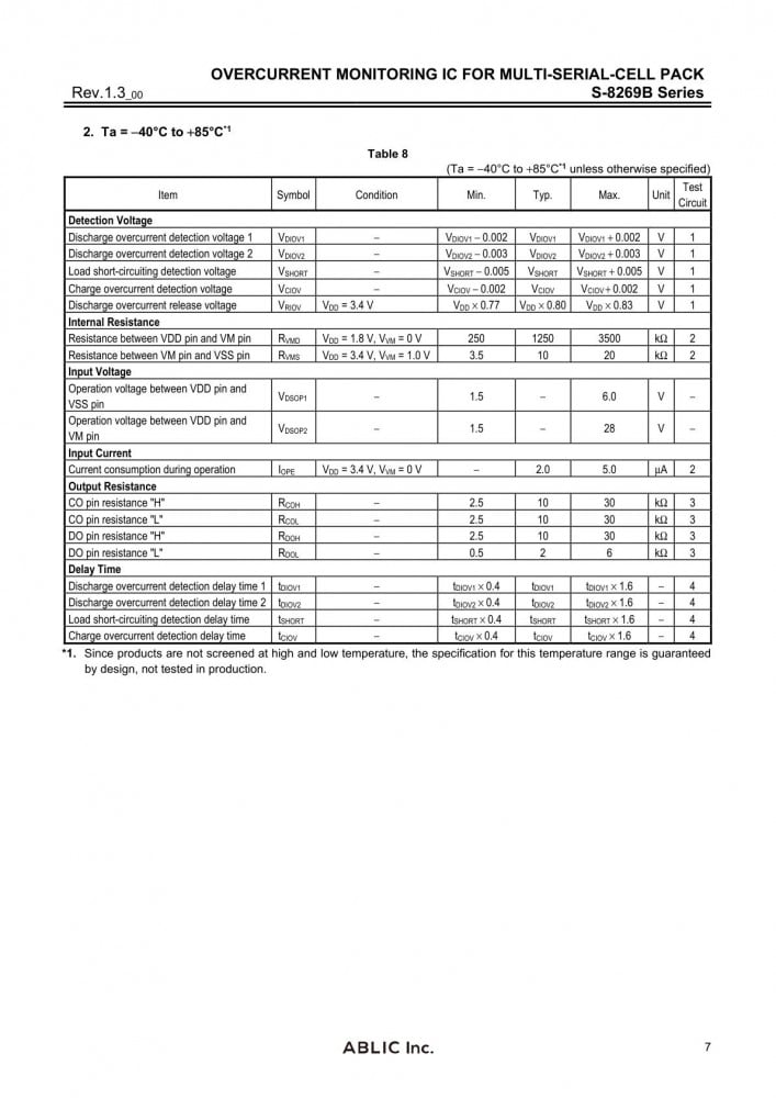 ABLIC S-8269B datasheet page 7