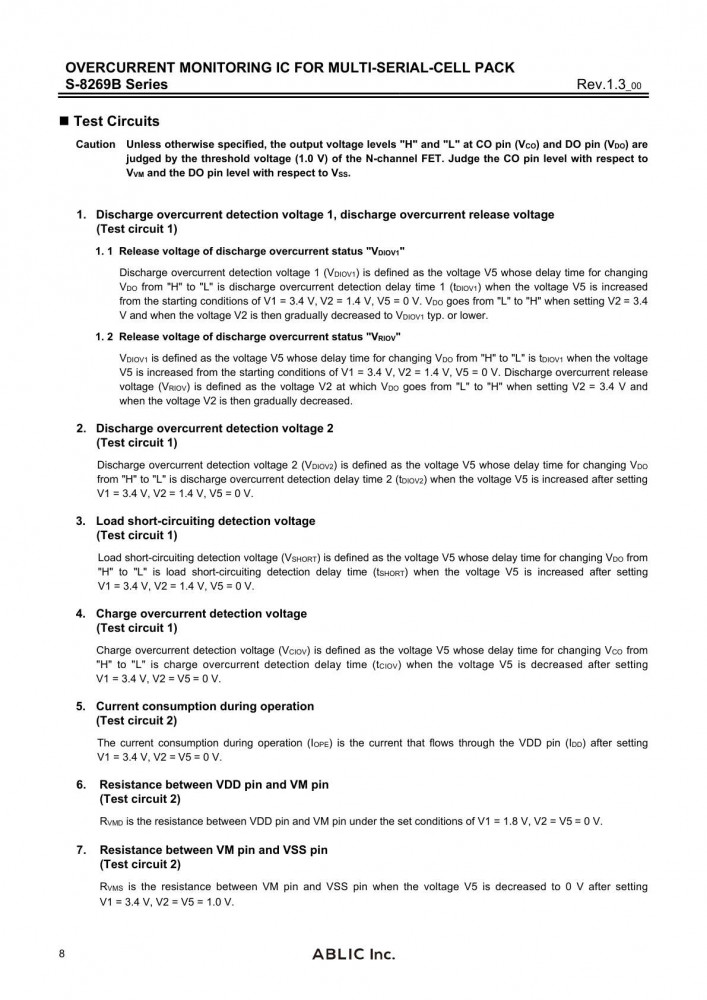 ABLIC S-8269B datasheet page 8