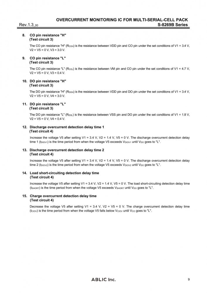 ABLIC S-8269B datasheet page 9