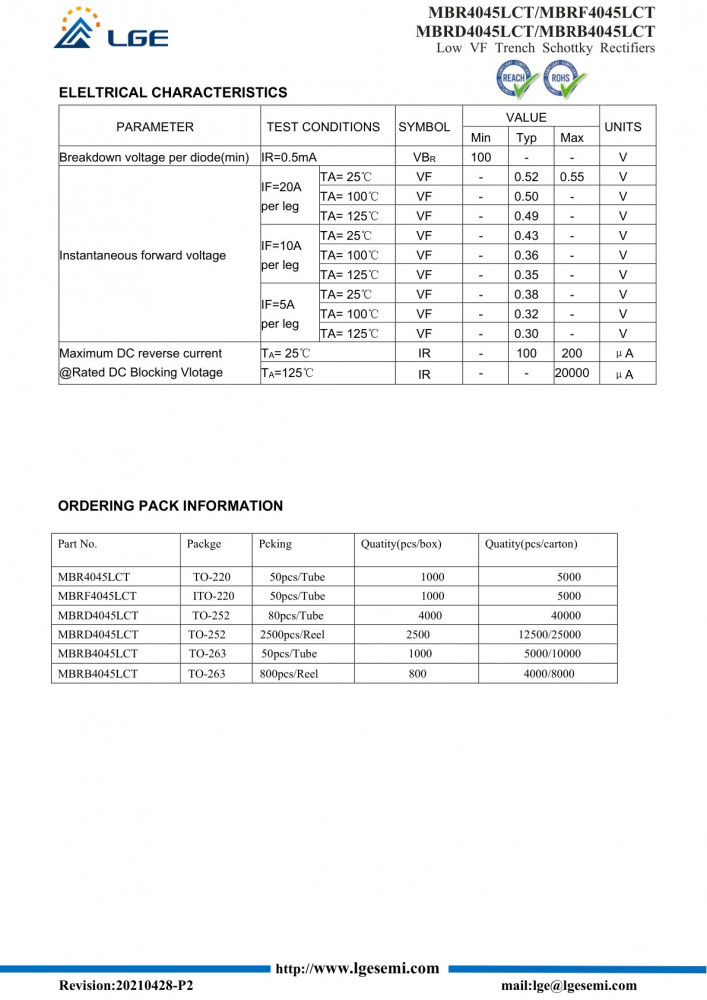 MBRF4045LCT datasheet page 2