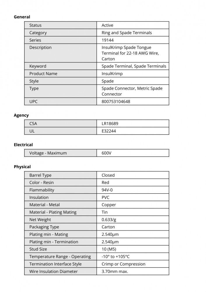 Product technical document page 2