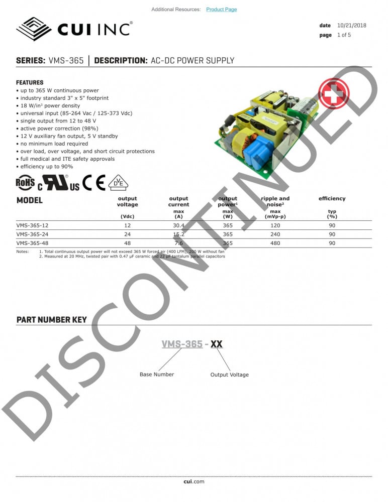 VMS-365-12 datasheet page 1