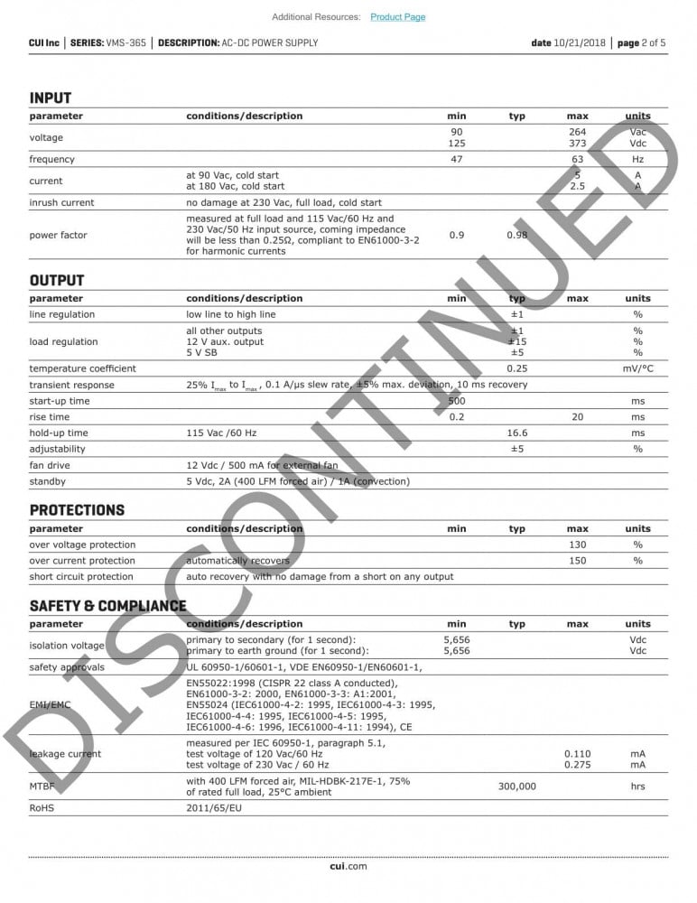 VMS-365-12 datasheet page 2