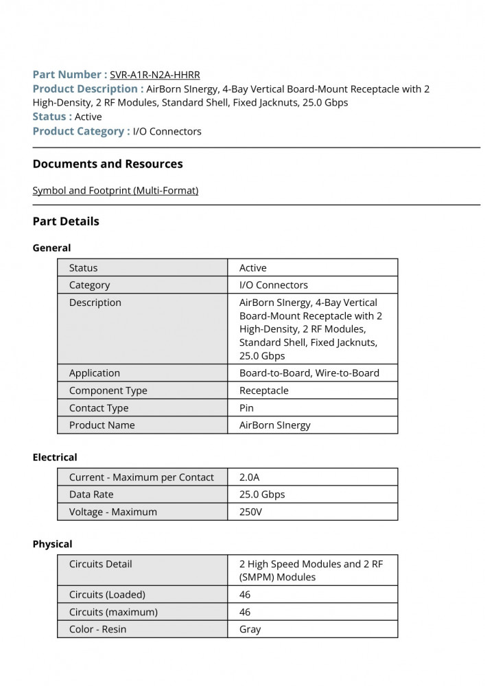 SVR-A1R-N2A-HHRR product document page 1