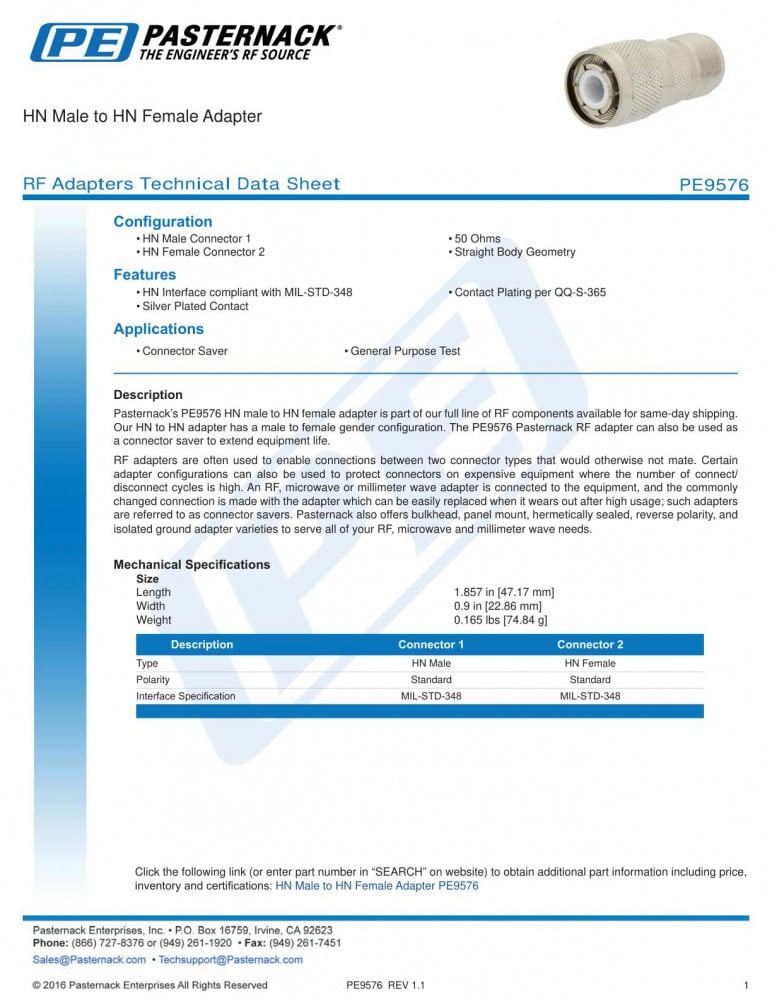 PE9576 technical document page 1
