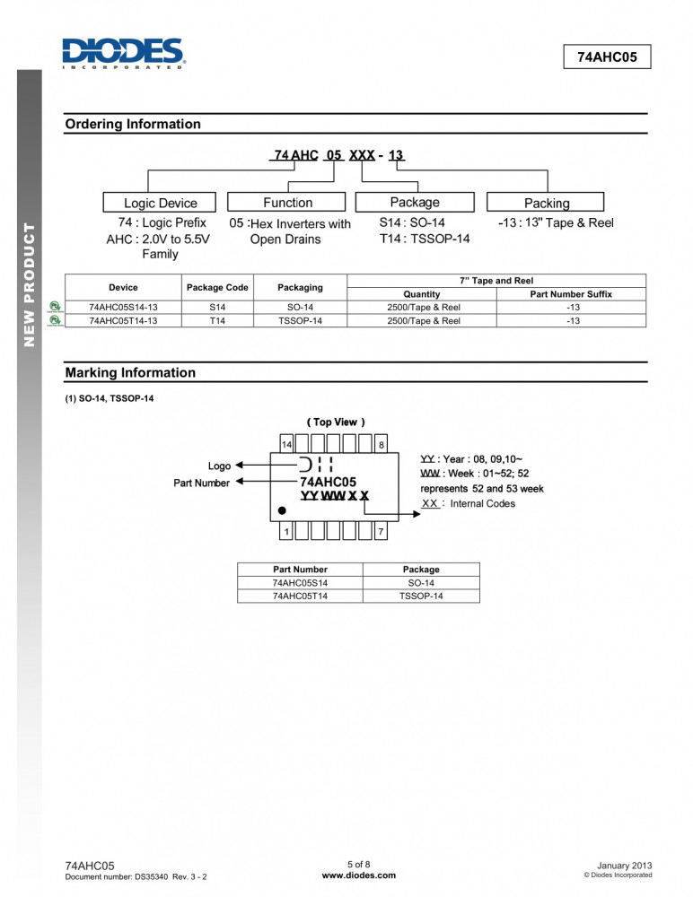 74AHC05S14-13 datasheet page 5