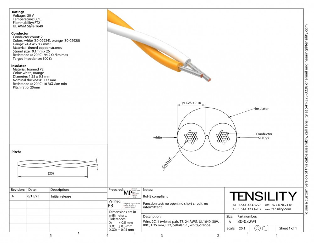 Tensility International 30-03294 product drawing