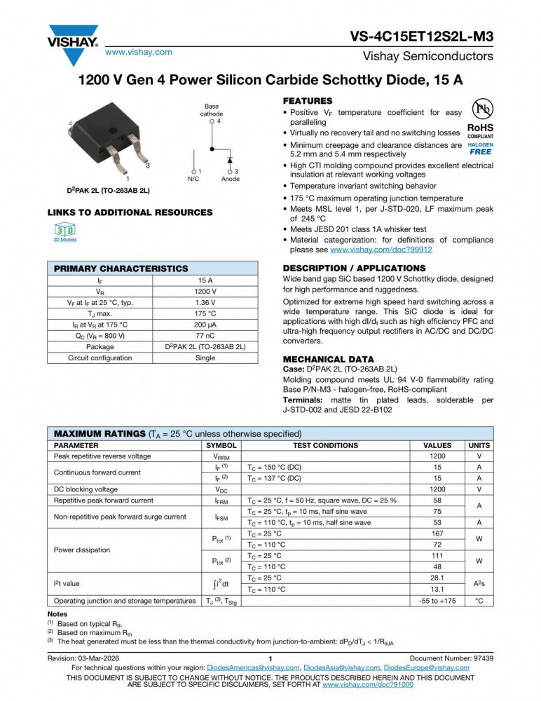 VS-4C15ET12S2L-M3 datasheet page 1
