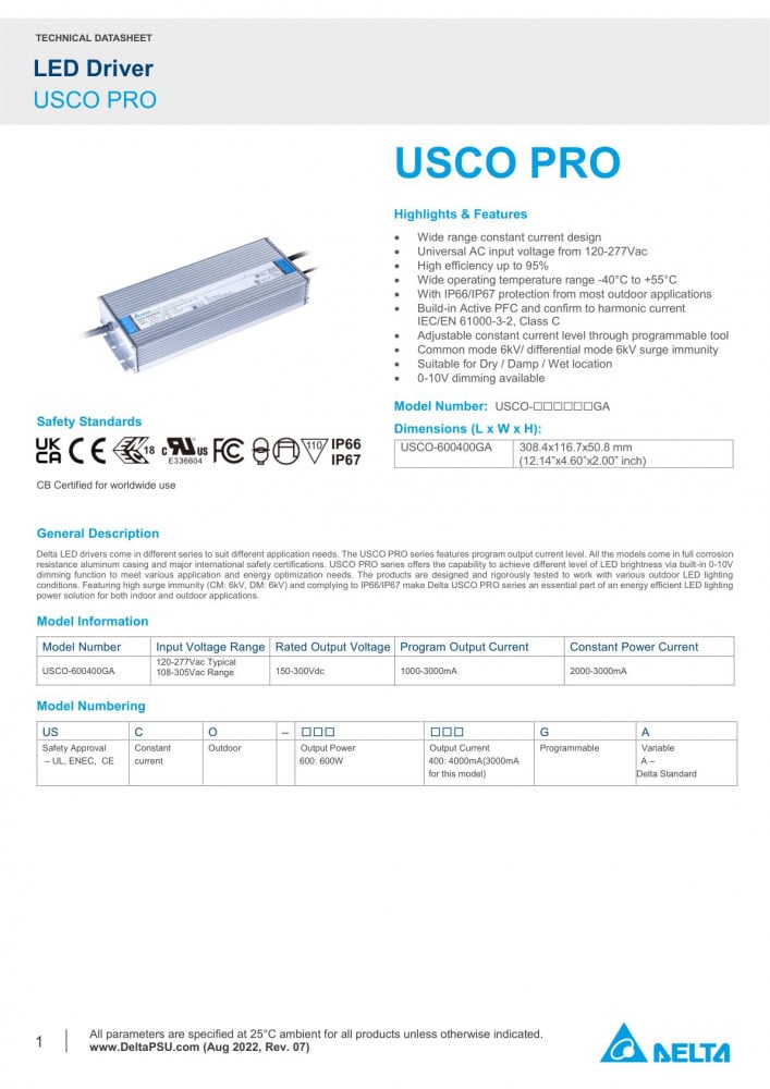 USCO-600400GA datasheet page 1
