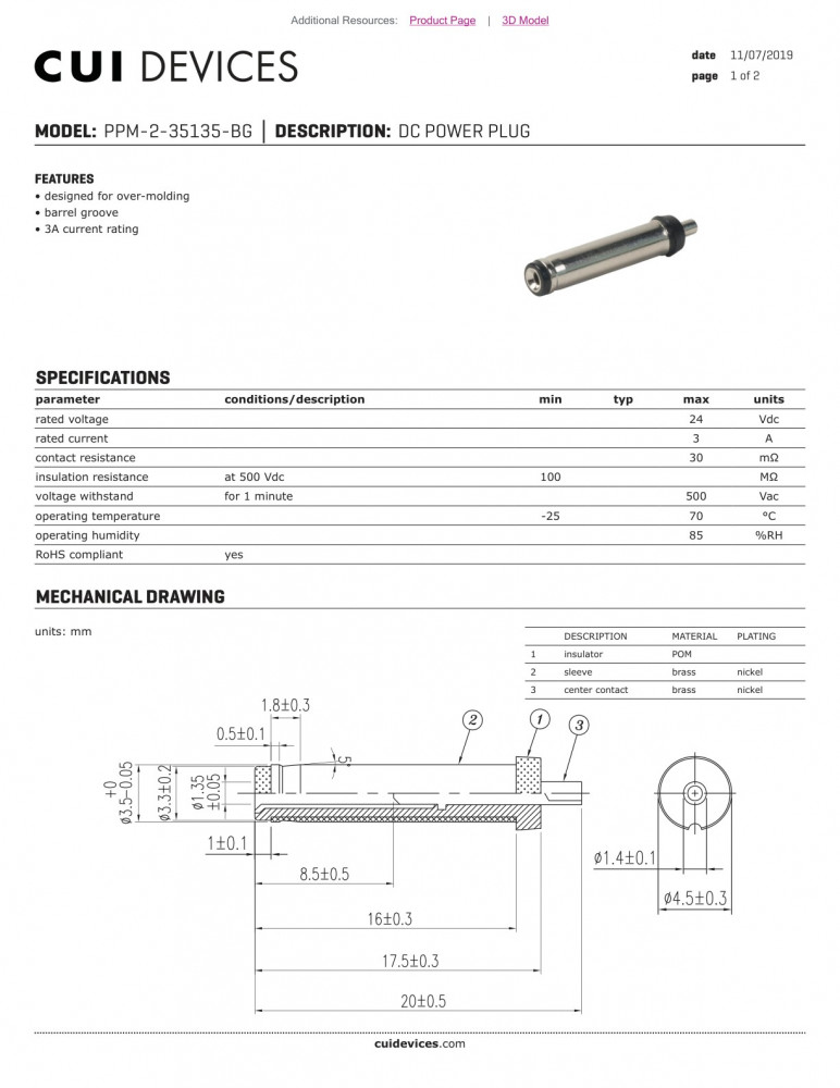PPM-2-35135-BG technical document page 1