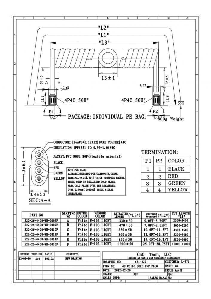 CNC Tech drawing image for 522-26-4400-WH-0005F