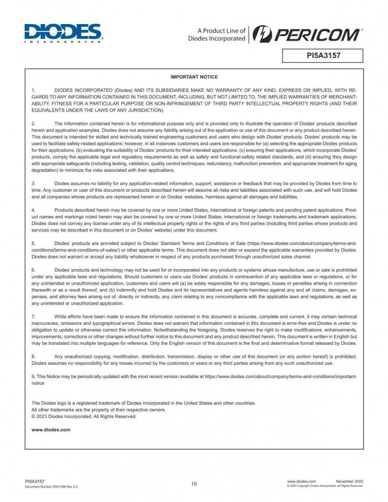 PI5A3157CEX datasheet page 10