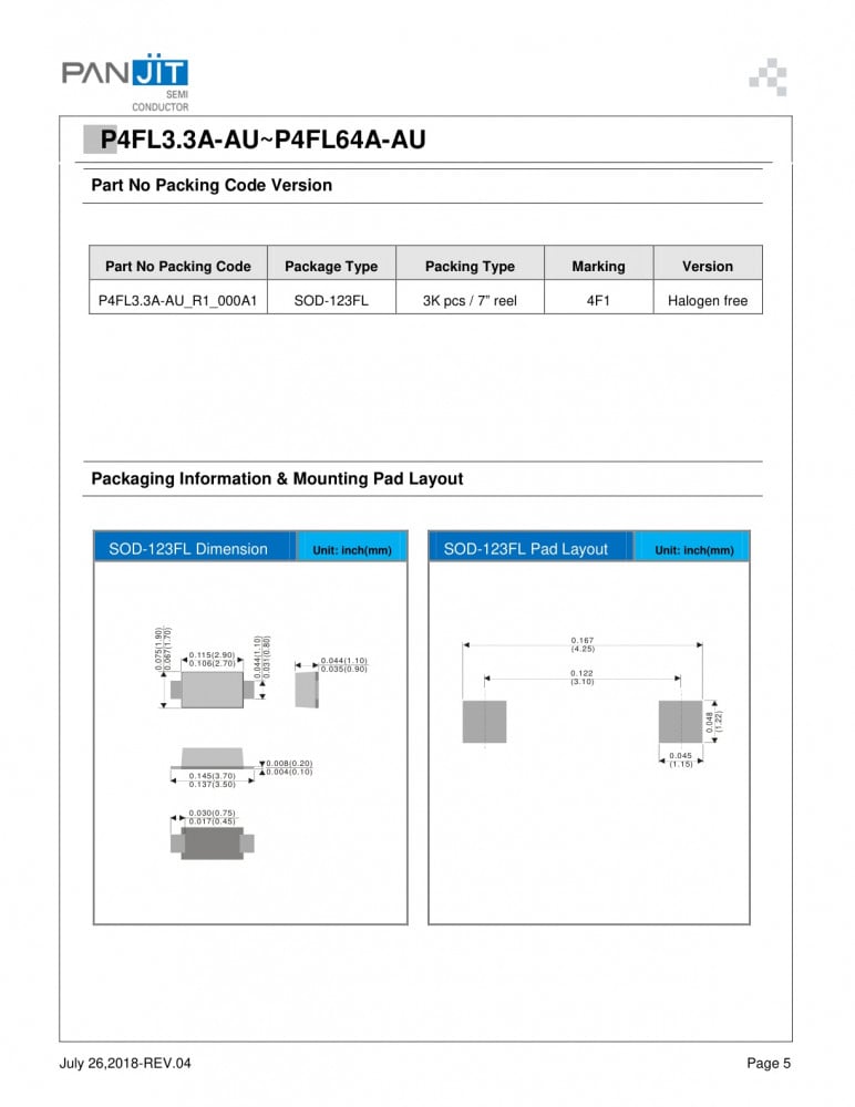 PANJIT P4FL series datasheet page 5