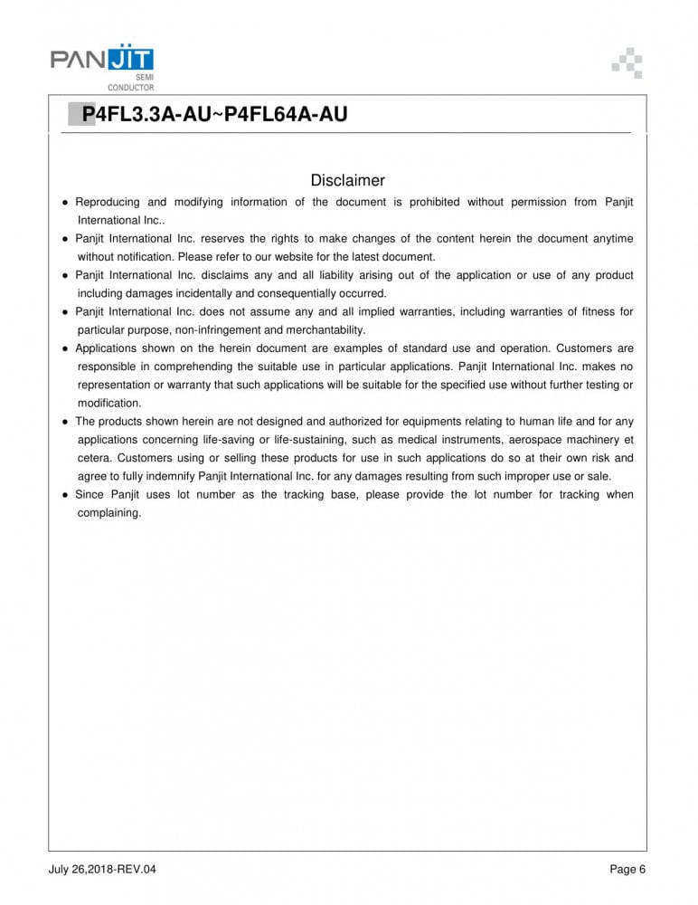 PANJIT P4FL series datasheet page 6