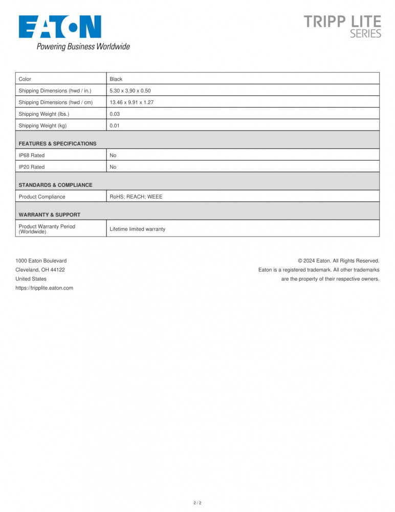EATON P142-000-UP technical document page 2