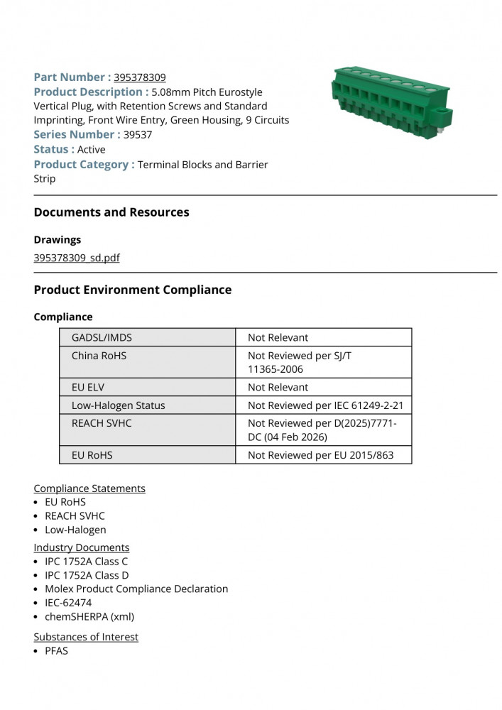 Molex M8 cable assembly drawing preview, page 1