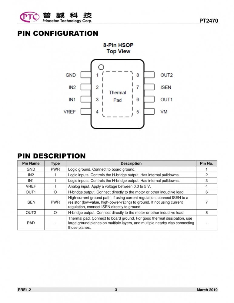 PT2470 datasheet page 3