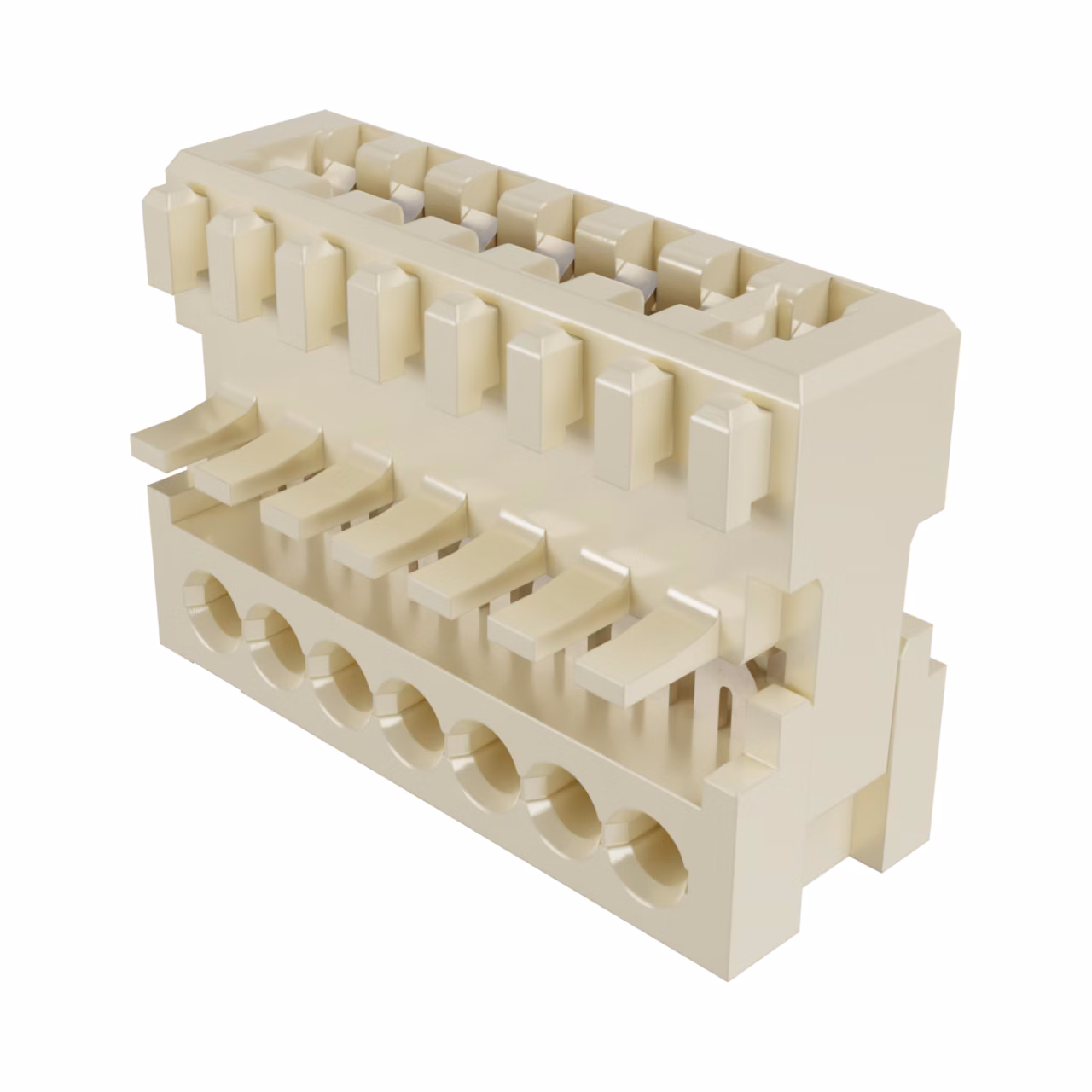 Appli-Mate RAST 2.5 Connector, 2.50mm Pitch, Female, 7 Circuits, Polarizing Rib Between 6/7, Closed Endwalls, Tin Plating for sale